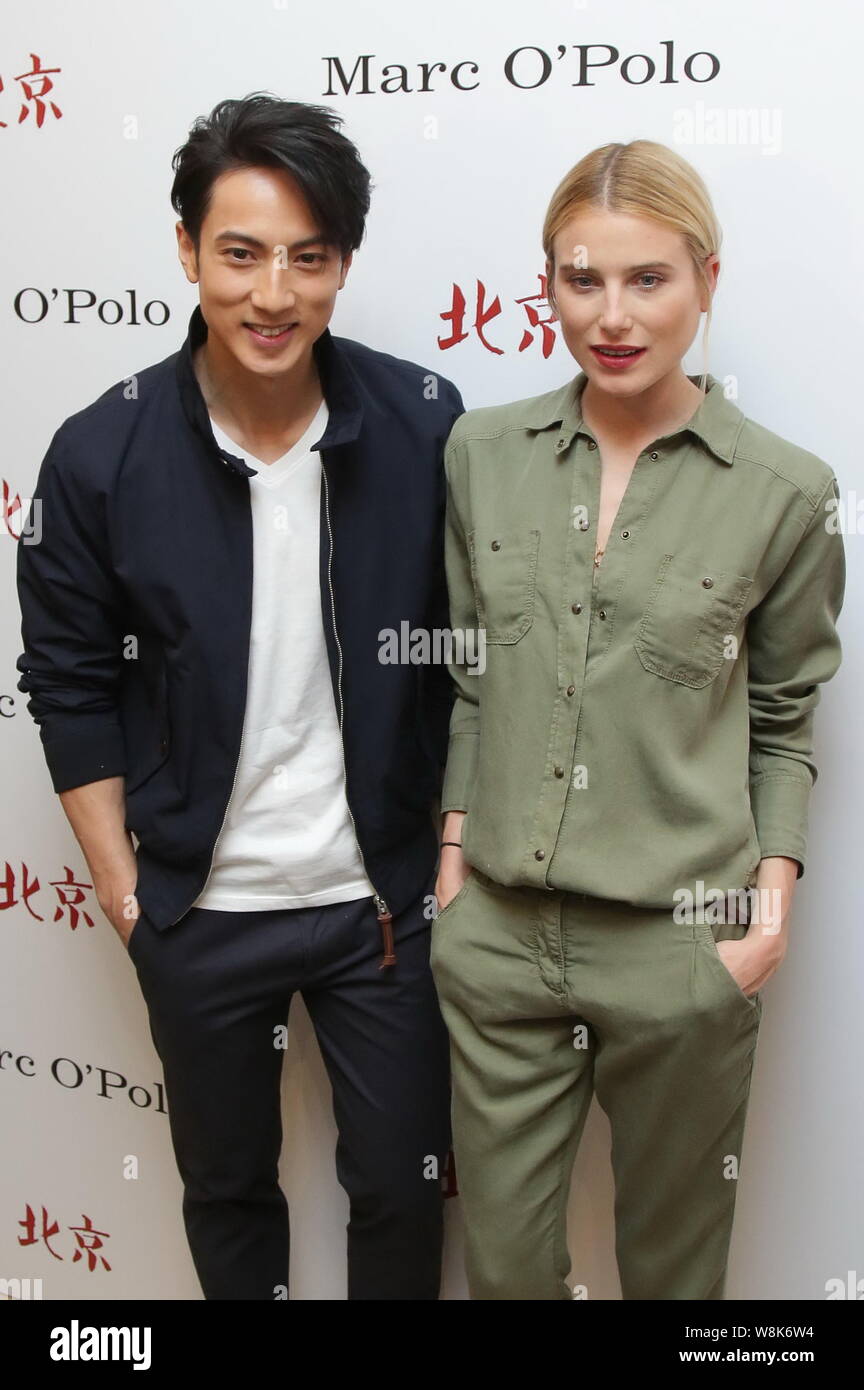 American model and actress Dree Hemingway, right, and Bruneian singer ...