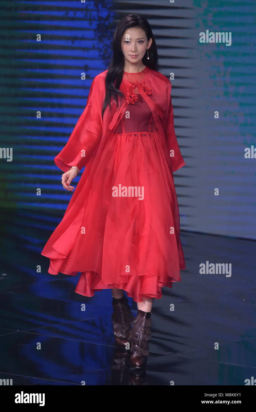 Taiwanese model and actress Lin Chi-ling parades at the fashion show of ...