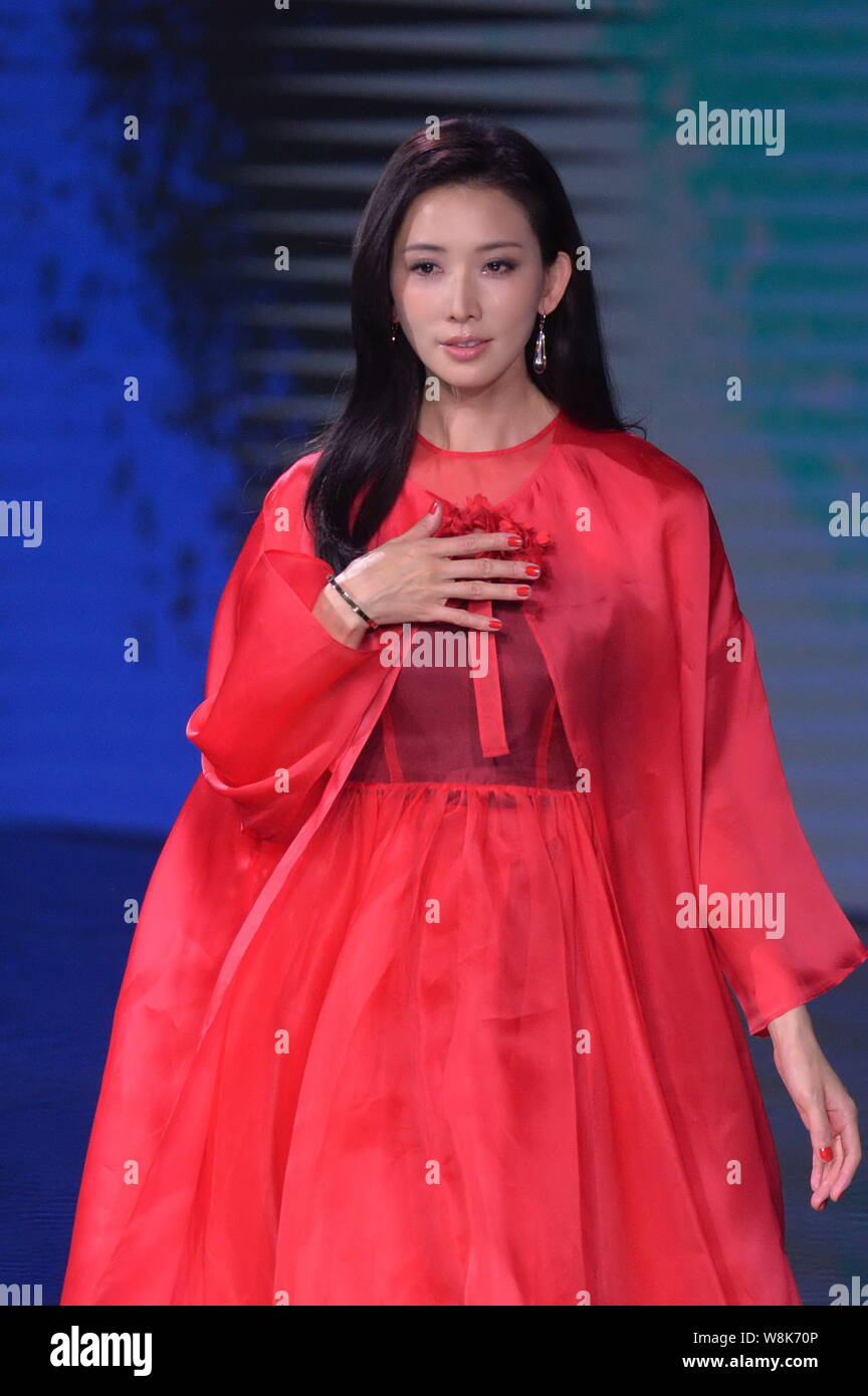 Taiwanese model and actress Lin Chi-ling parades at the fashion show of ...