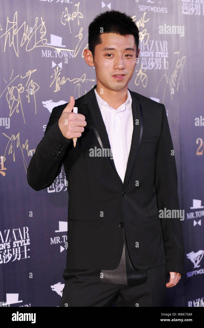 Chinese table tennis player Zhang Jike poses at an event in Beijing ...