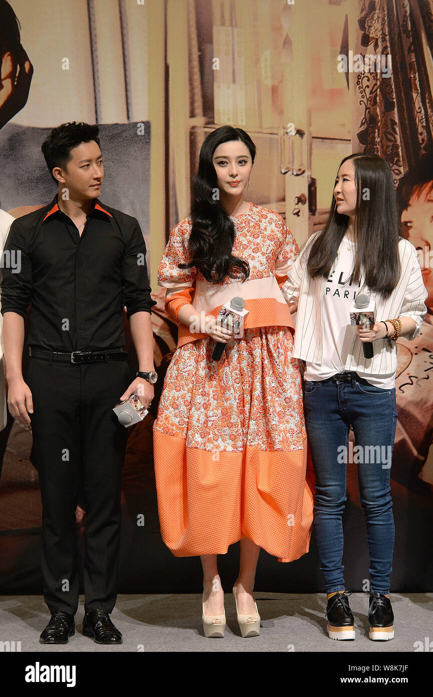 (From left) Chinese actor Han Geng, actress Fan Bingbing and director ...