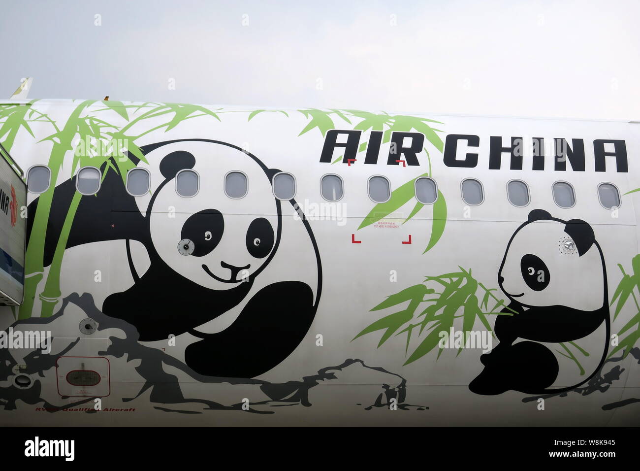 --FILE--View of a logo of Air China on a plane at the Hong Kong ...