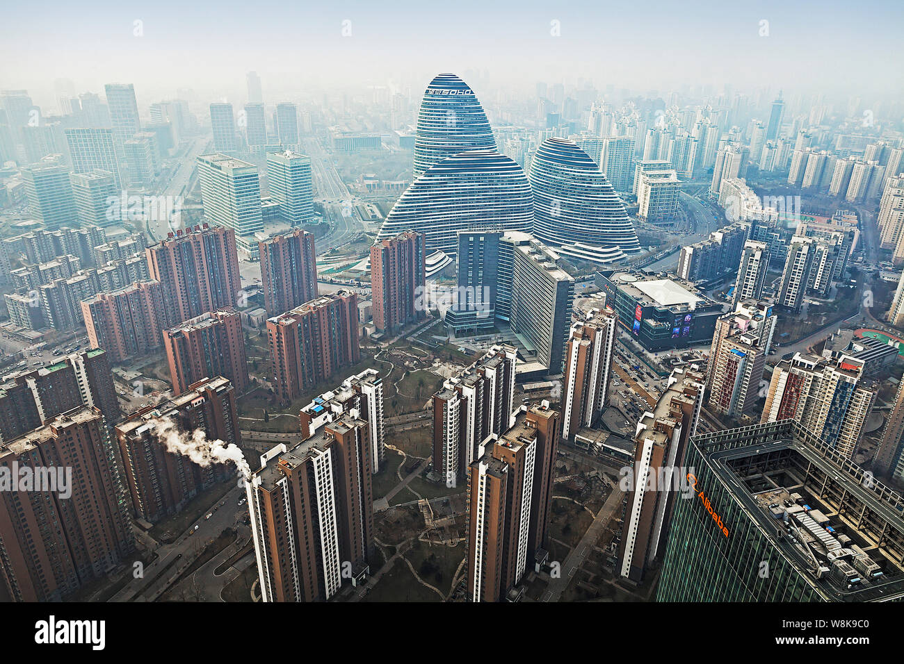 --FILE--Cityscape of the Wangjing area with the Wangjing SOHO, back ...