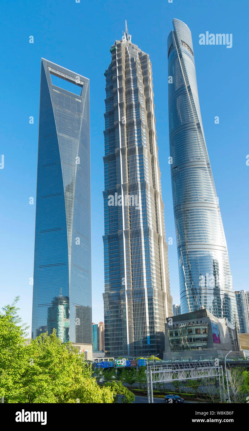 A view of (from left) the Shanghai World Financial Center, Jinmao Tower ...