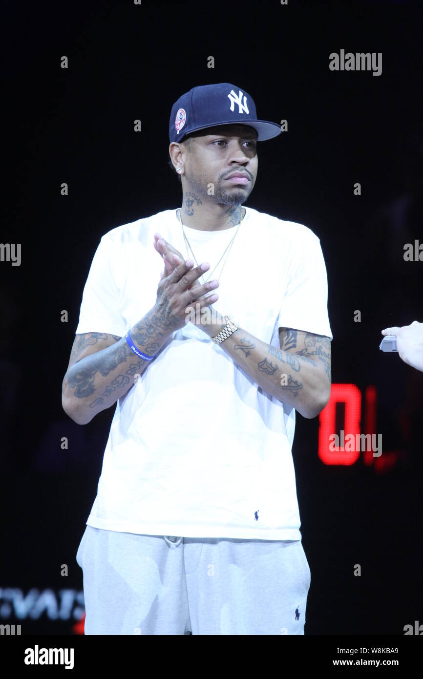 NBA star Allen Iverson poses in an all-star basketball match during his ...