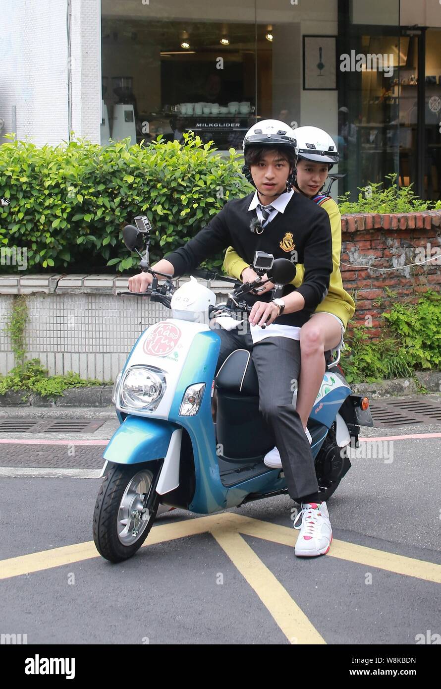 Taiwanese actor Bolin Chen, front, and South Korean actress Cheon Seong ...