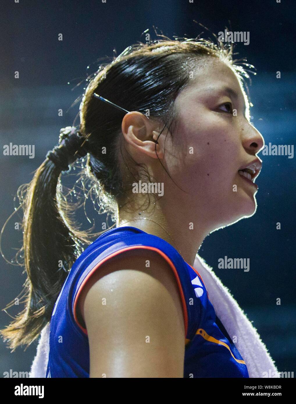 Nozomi Okuhara of Japan reacts in the Women's Singles match against Sun ...