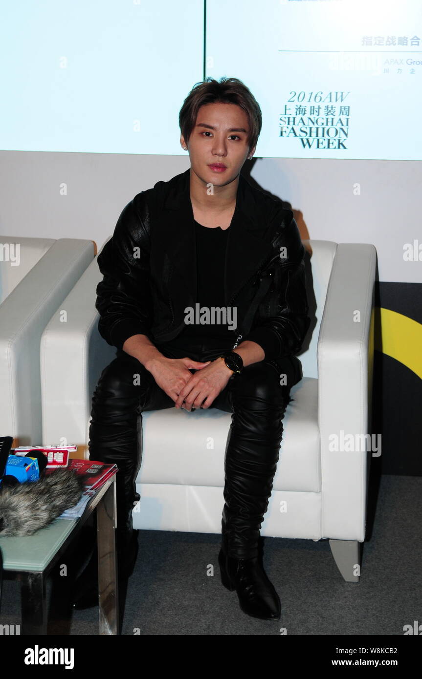 South Korean singer and actor Kim Jun-su attends the fashion show of no ...