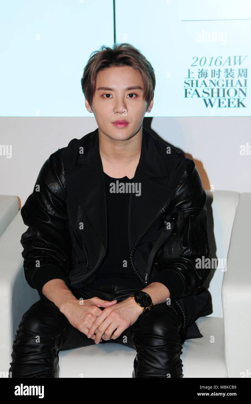 South Korean singer and actor Kim Jun-su attends the fashion show of no ...