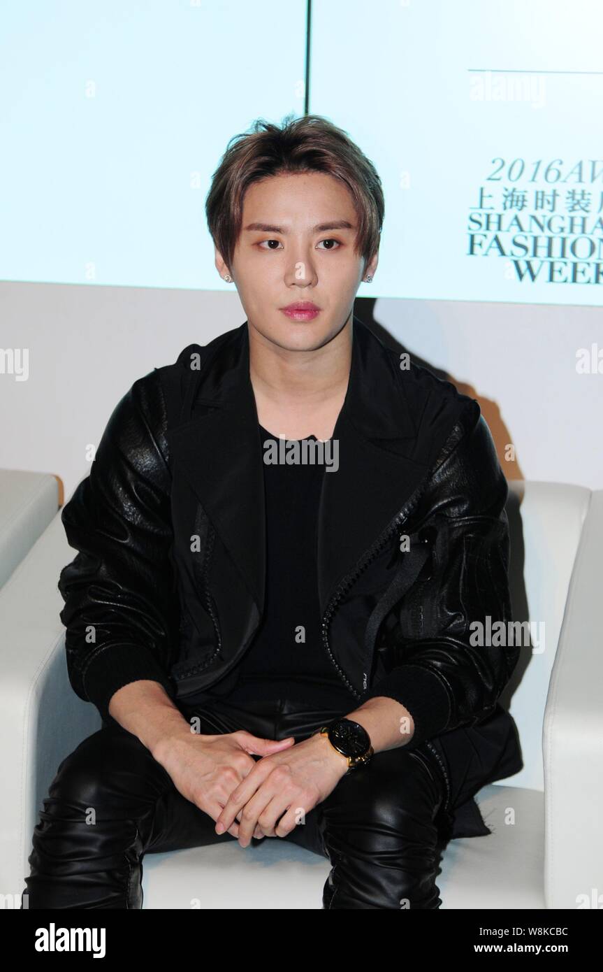 South Korean singer and actor Kim Jun-su attends the fashion show of no ...