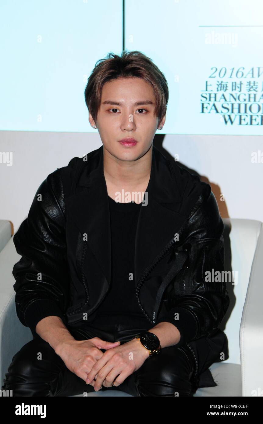 South Korean singer and actor Kim Jun-su attends the fashion show of no ...