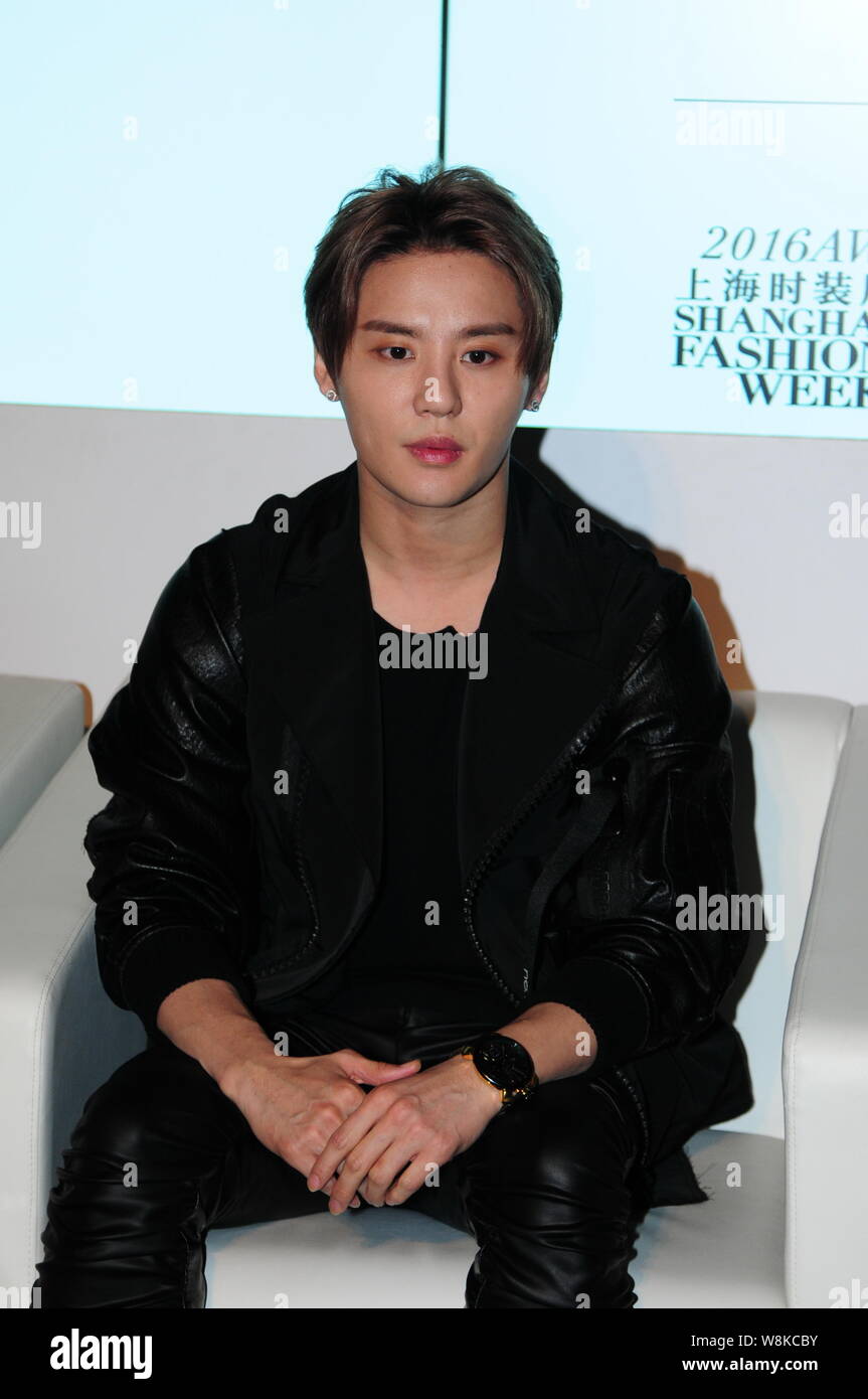 South Korean singer and actor Kim Jun-su attends the fashion show of no ...