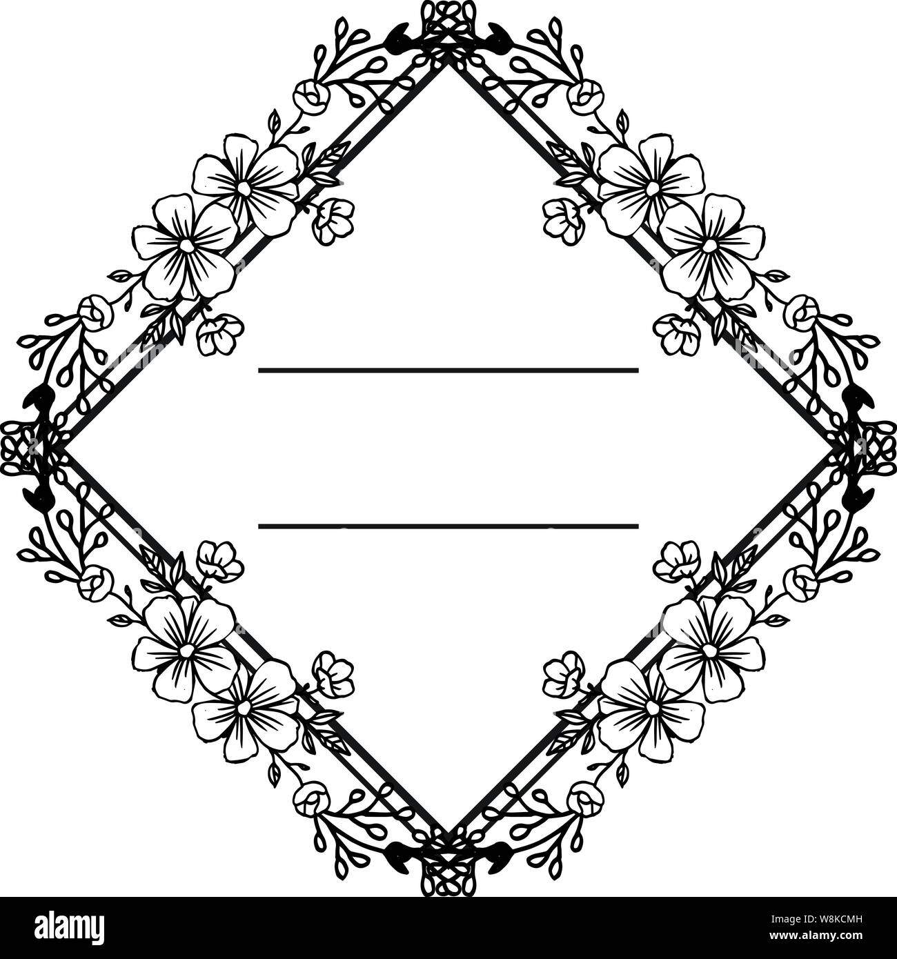 Crowd of flowers, with decoration frame, template of invitation card ...