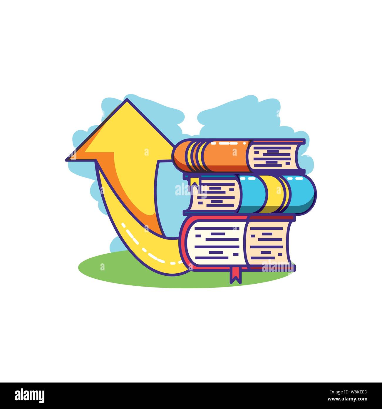 arrow up direction with books supplies vector illustration design Stock ...