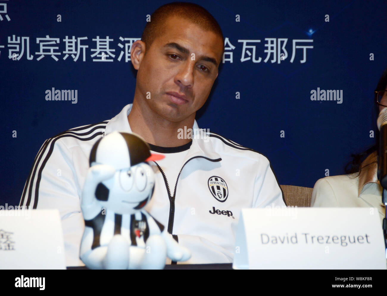 French football star David Trezeguet attends a press conference for a ...