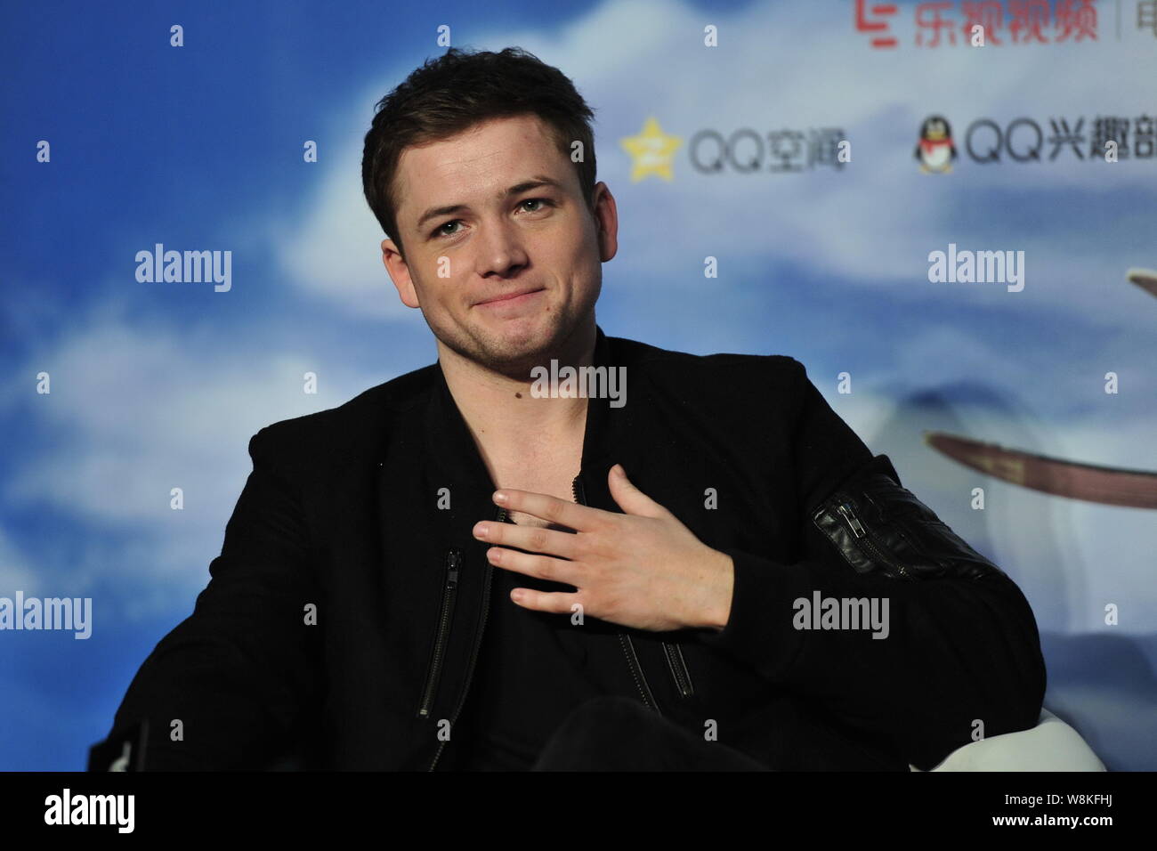 English actor Taron Egerton attends a fan meeting to promote his new ...