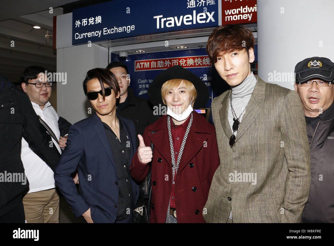 Members of Japanese boy band w-inds arrive at the Hong Kong ...