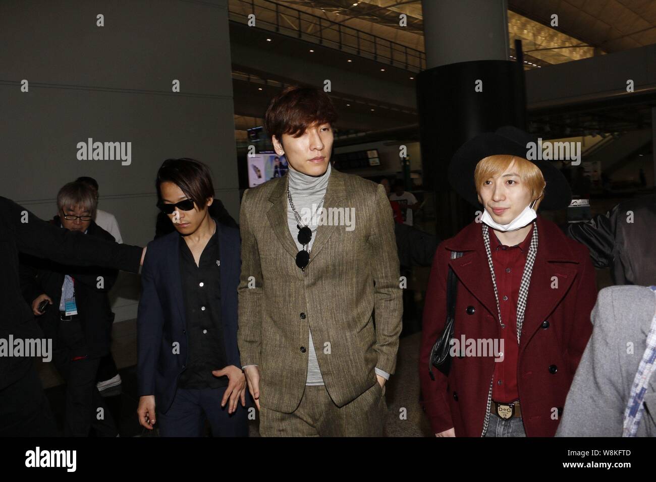 Members of Japanese boy band w-inds arrive at the Hong Kong ...