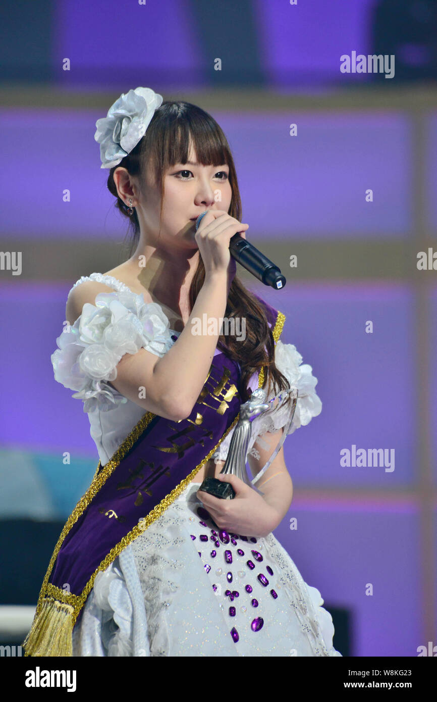 --FILE--Tang anqi of Chinese idol girl group SNH48 attends a concert ...