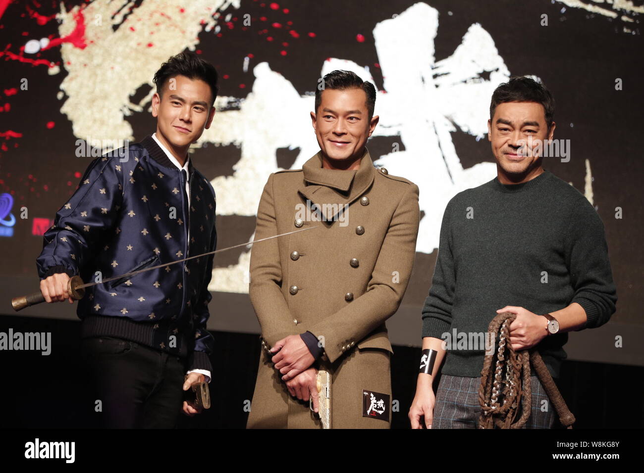 (From left) Taiwanese actor Eddie Peng, Hong Kong actors Louis Koo and ...