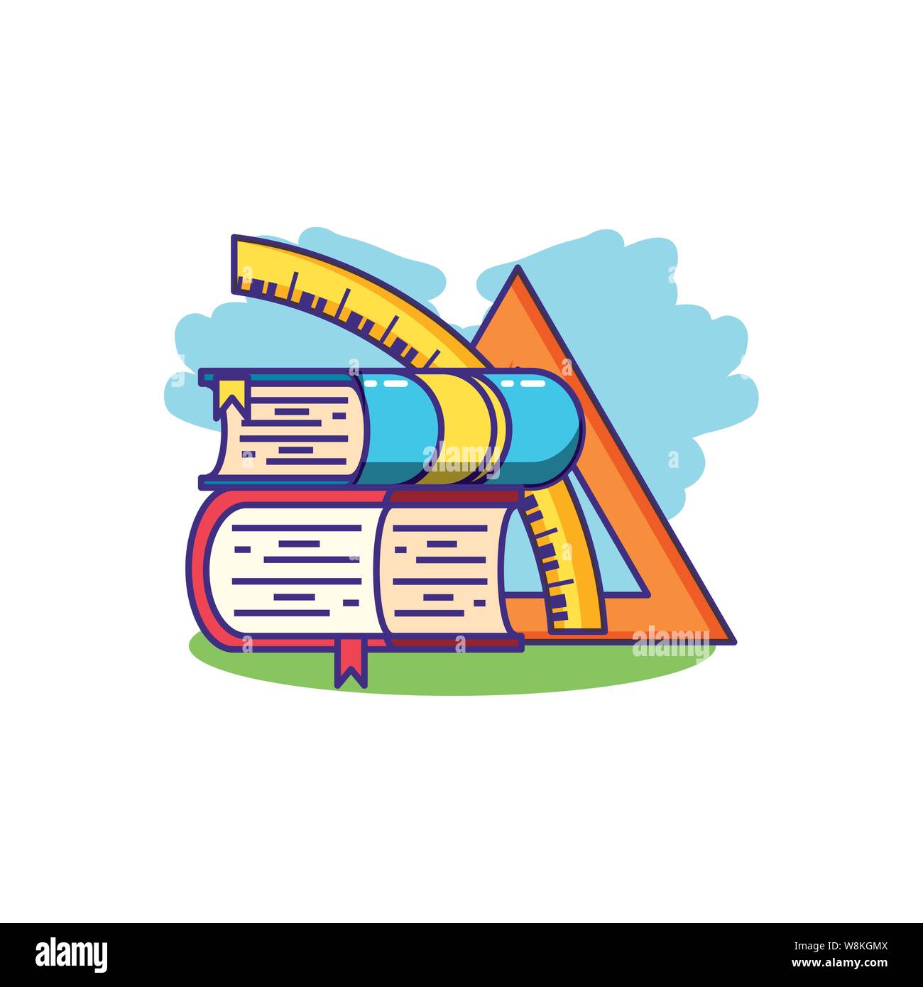 set rules with books supplies vector illustration design Stock Vector ...