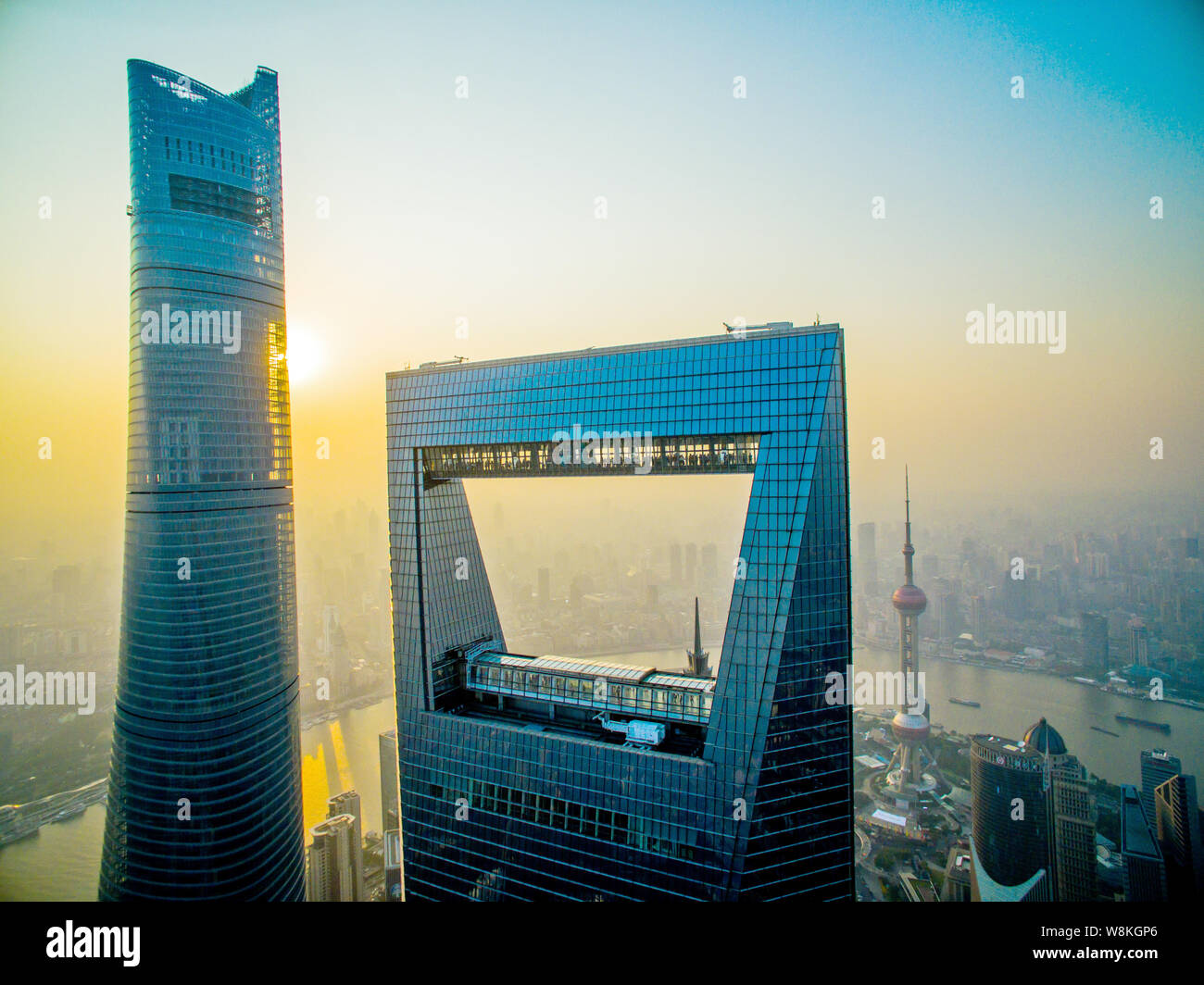--FILE--A view of the Shanghai Tower, left, and the Shanghai World ...