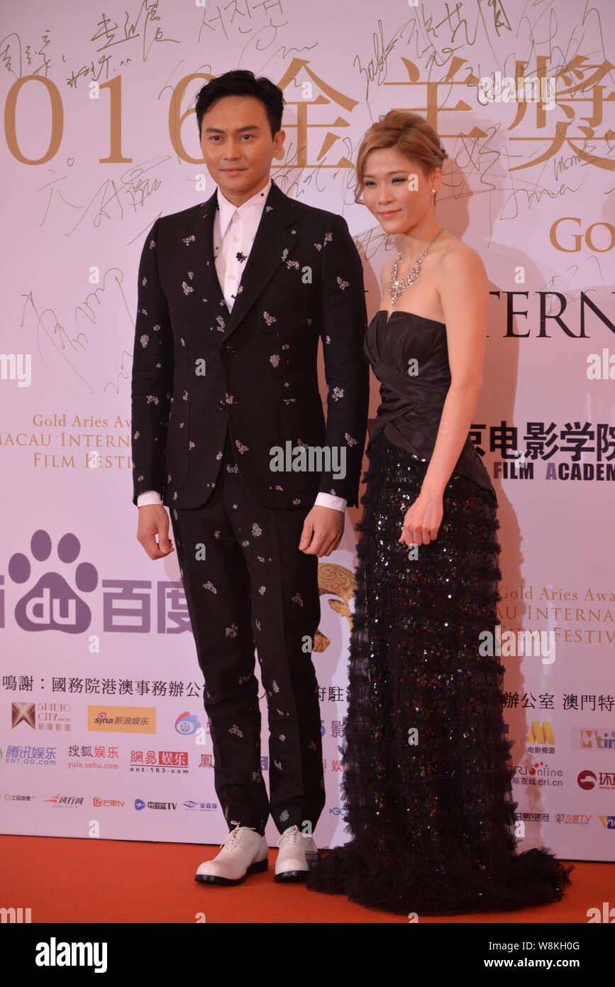 Hong Kong actor Julian Cheung, left, poses on the red carpet as he ...