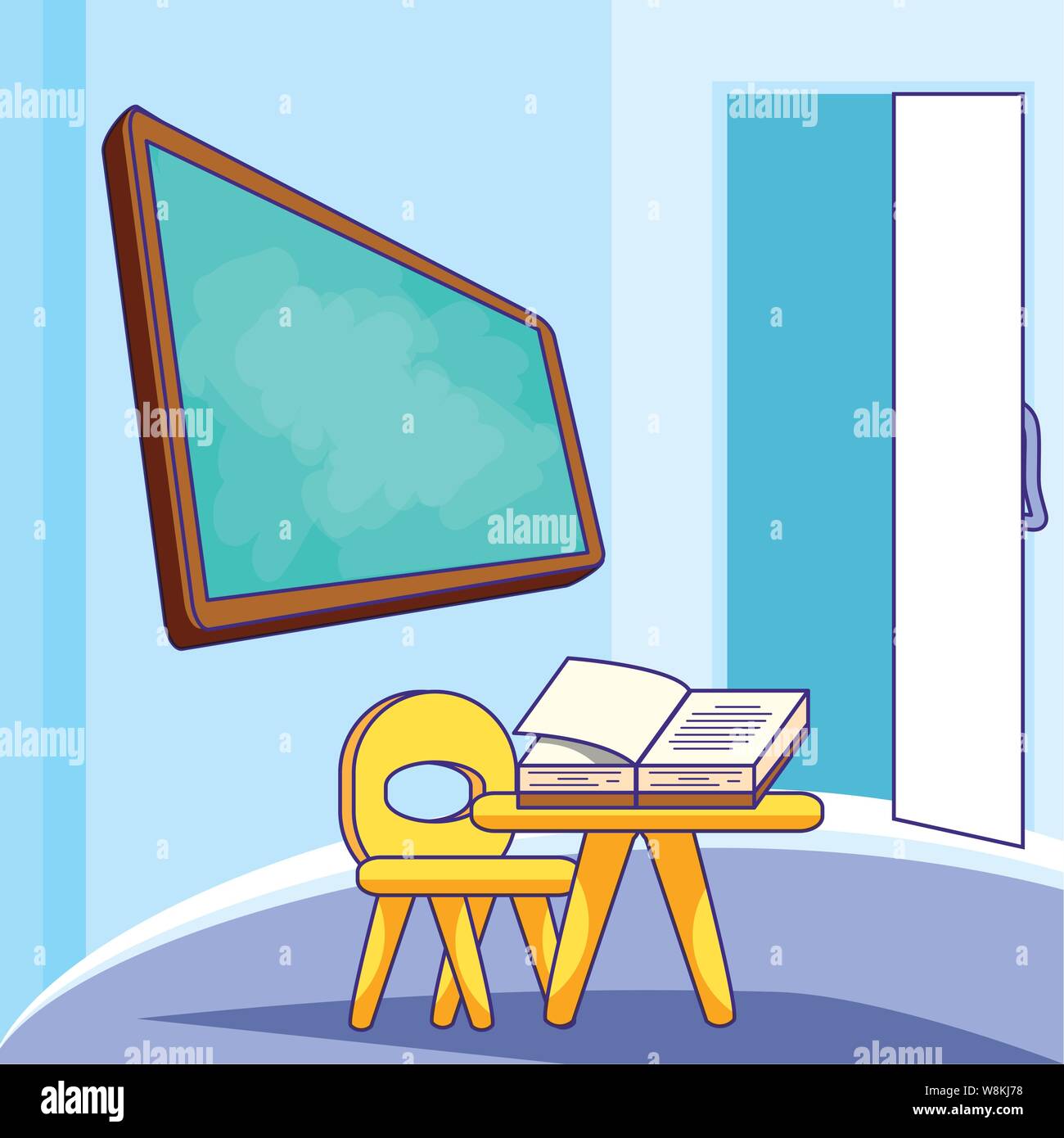 desk wooden in the classroom vector illustration design Stock Vector ...