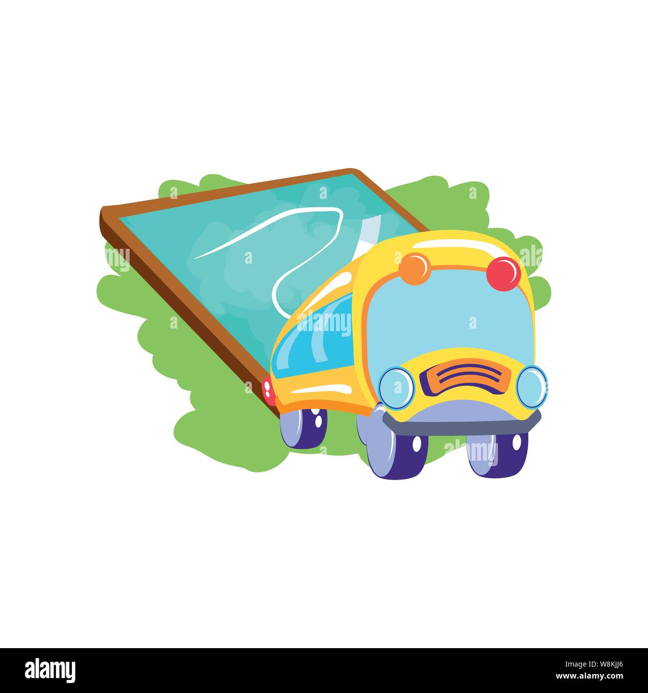 bus school transportation with board classroom vector illustration ...