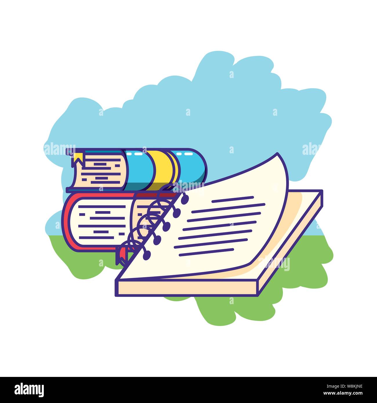 pile books with notebook open vector illustration design Stock Vector ...