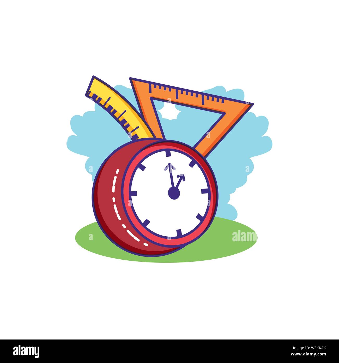 time clock watch with rules vector illustration design Stock Vector ...