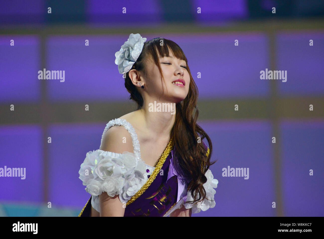 --FILE--Tang anqi of Chinese idol girl group SNH48 attends a concert ...