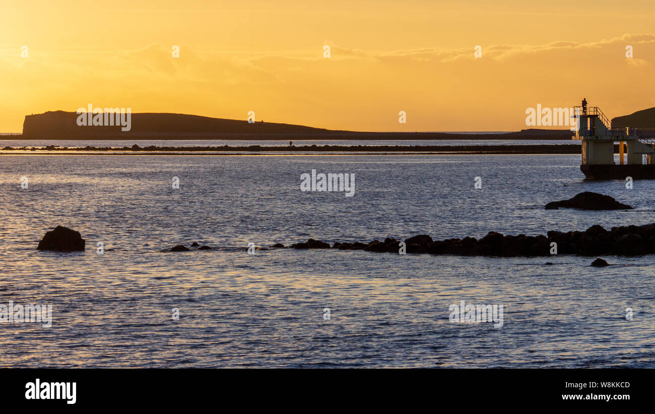 A viewpoint over the water at Salthill, Galway, Ireland is a popular ...