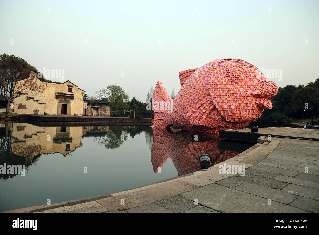 The giant pink "Floating Fish" designed by Florentijn Hofman is on ...