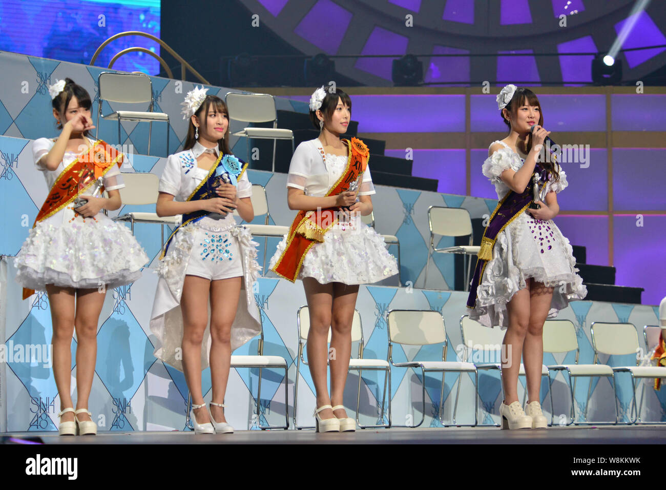 --FILE--Tang anqi, right, and other members of Chinese idol girl group ...