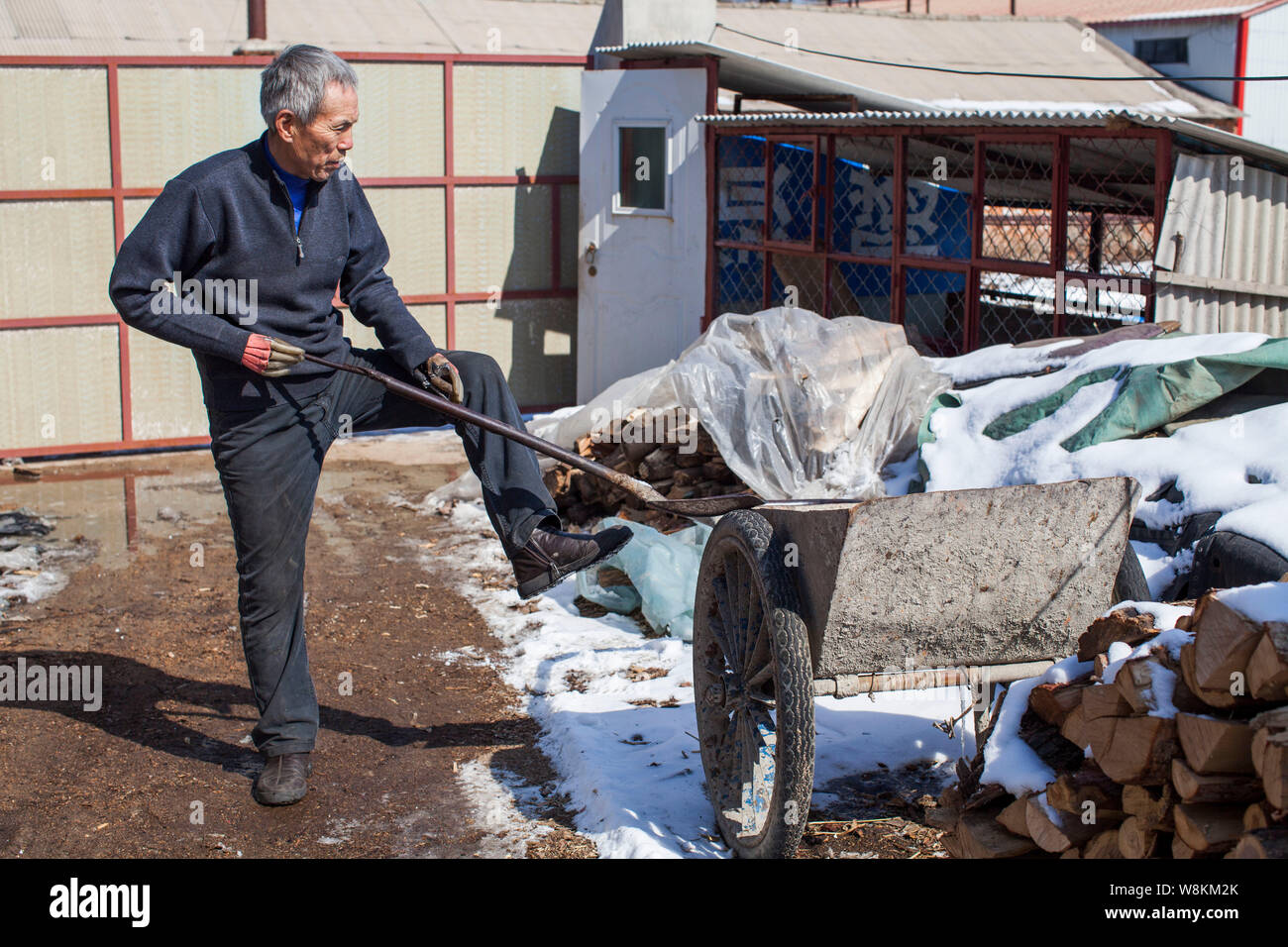 63-year-old armless farmer Sun Jifa who is equipped with his homemade ...