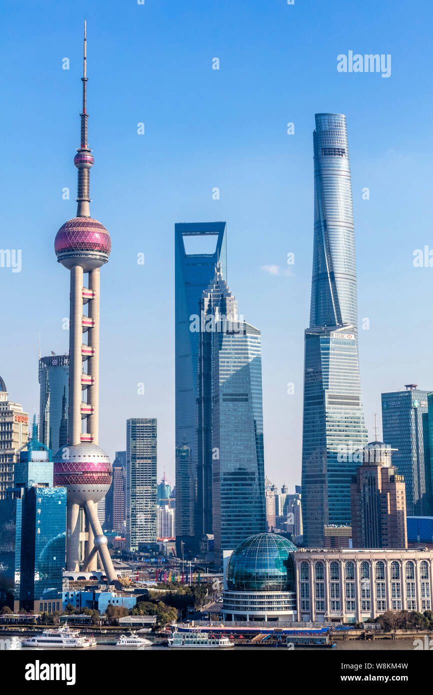 --FILE--Skyline of the Lujiazui Financial District with the Oriental ...