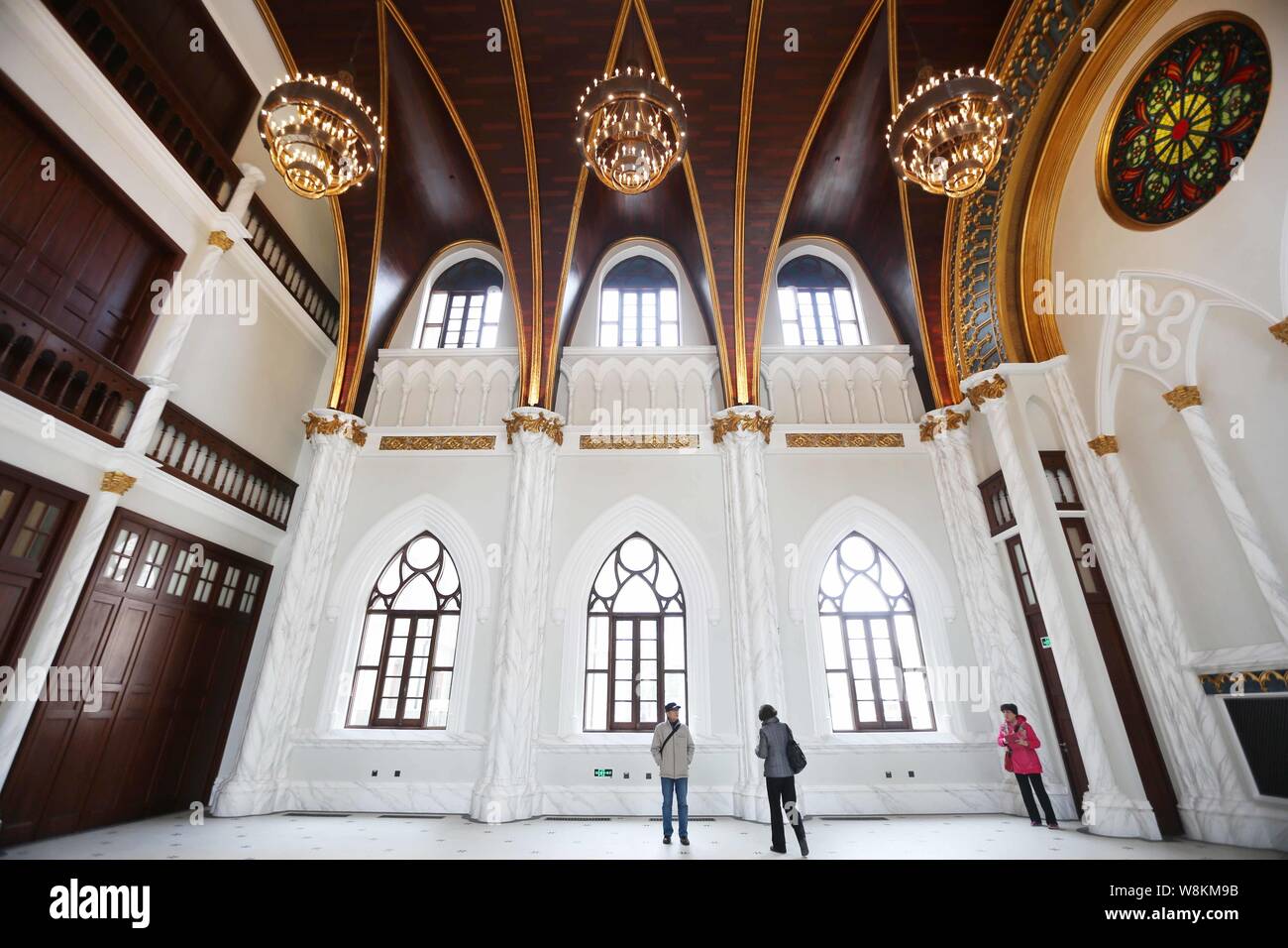 People visit the auditorium of the Catholic Major Seminary in Xuhui ...