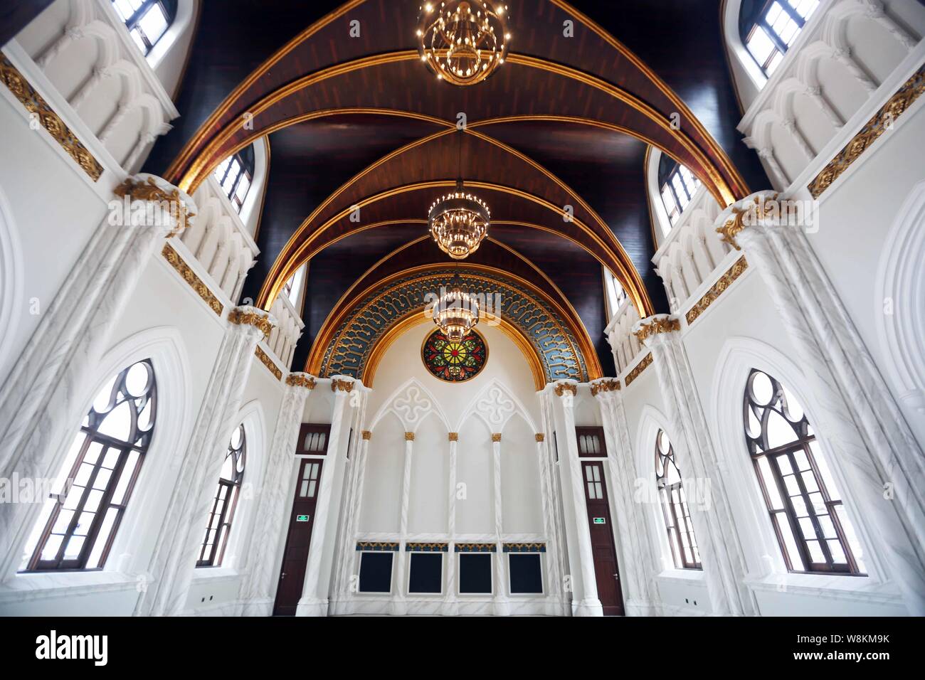 Interior view of the auditorium of the Catholic Major Seminary in Xuhui ...
