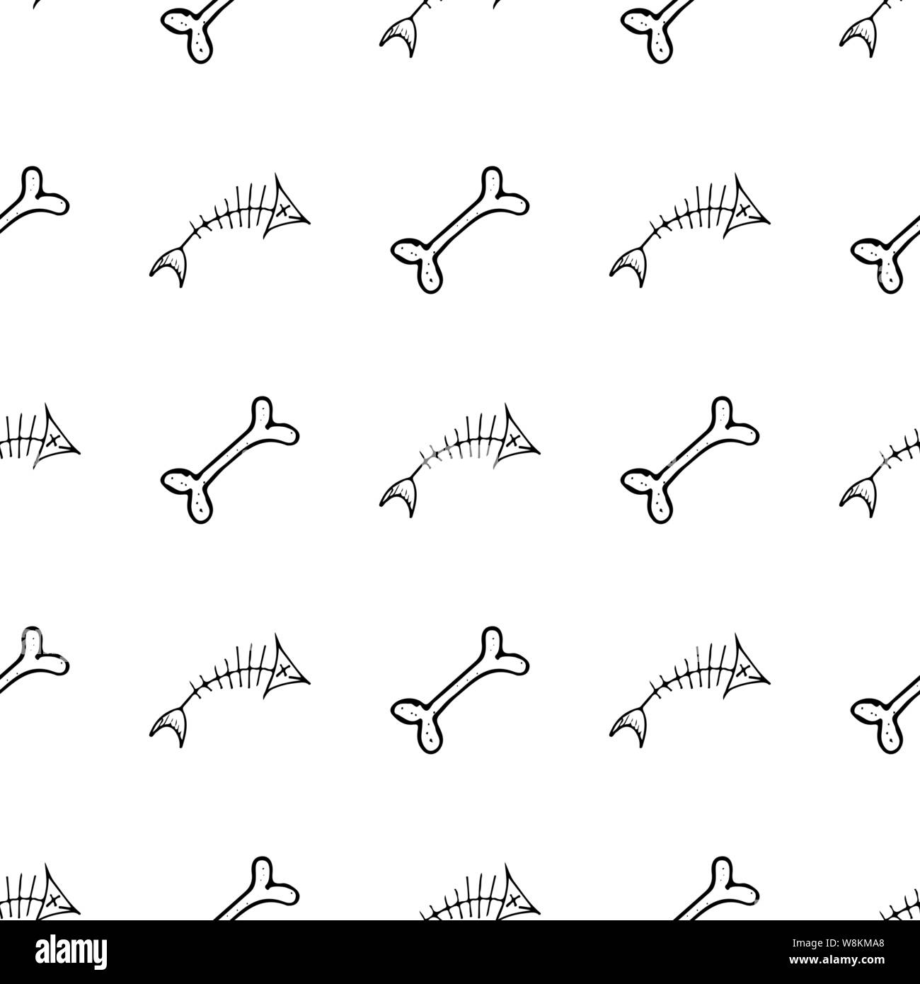 Hand drawn bones seamless pattern for textile design. Bone seamless ...