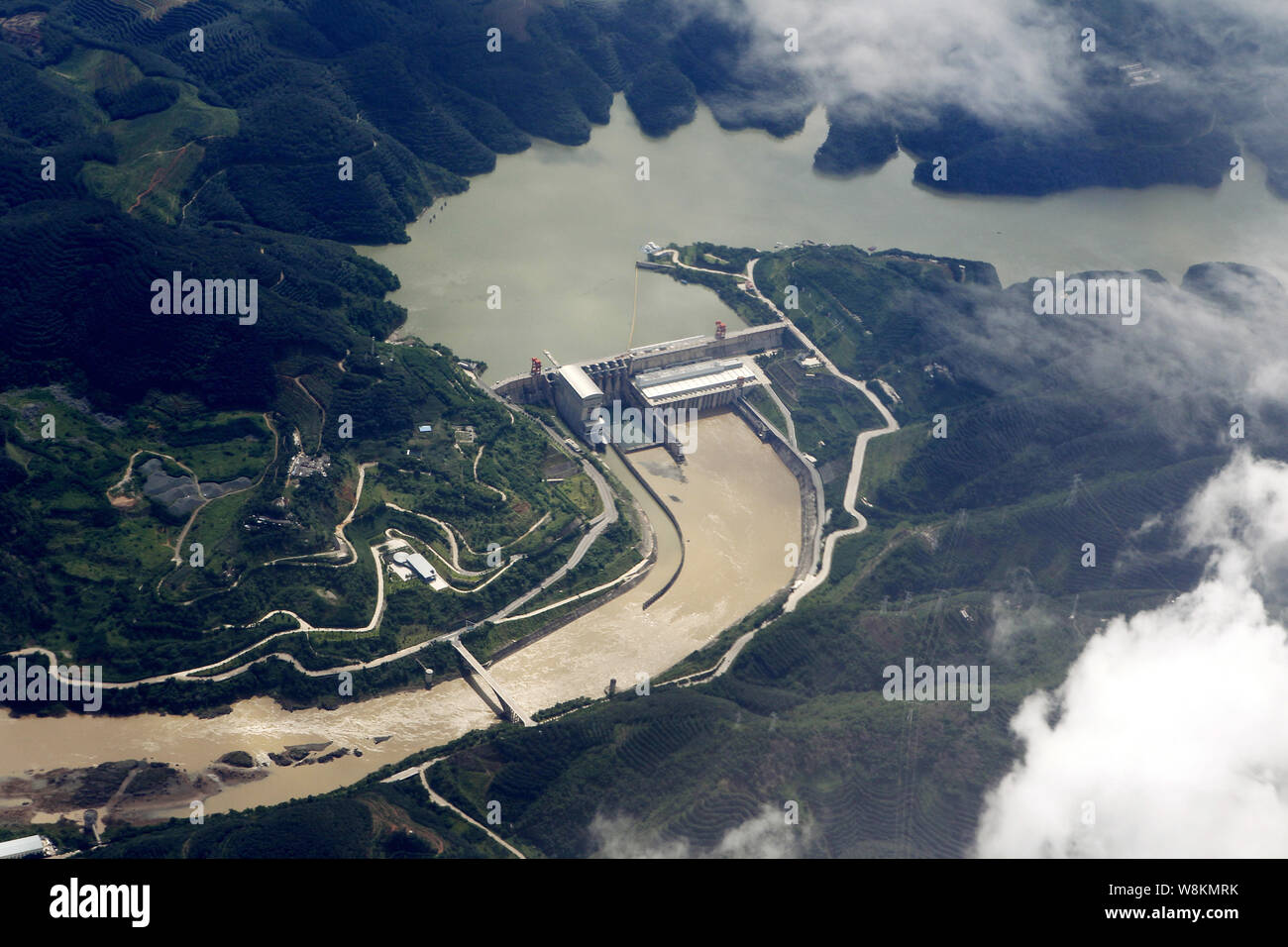 --FILE--An aerial view of the dam at the Jinghong Hydropower Station on ...