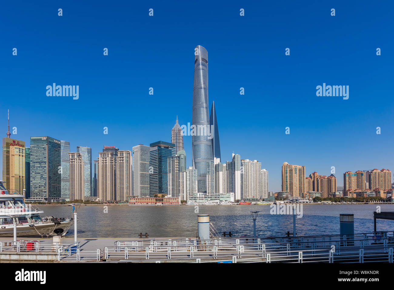 --FILE--View of the Lujiazui Financial District with the Shanghai Tower ...