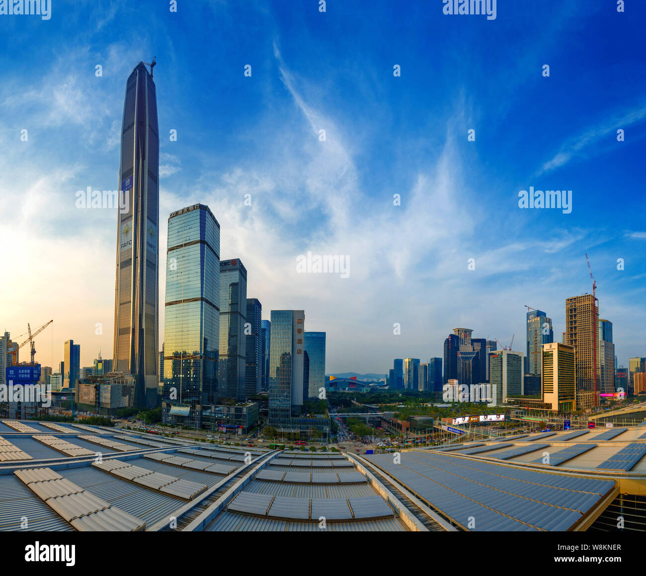 View of skyscrapers and high-rise buildings in Futian District ...