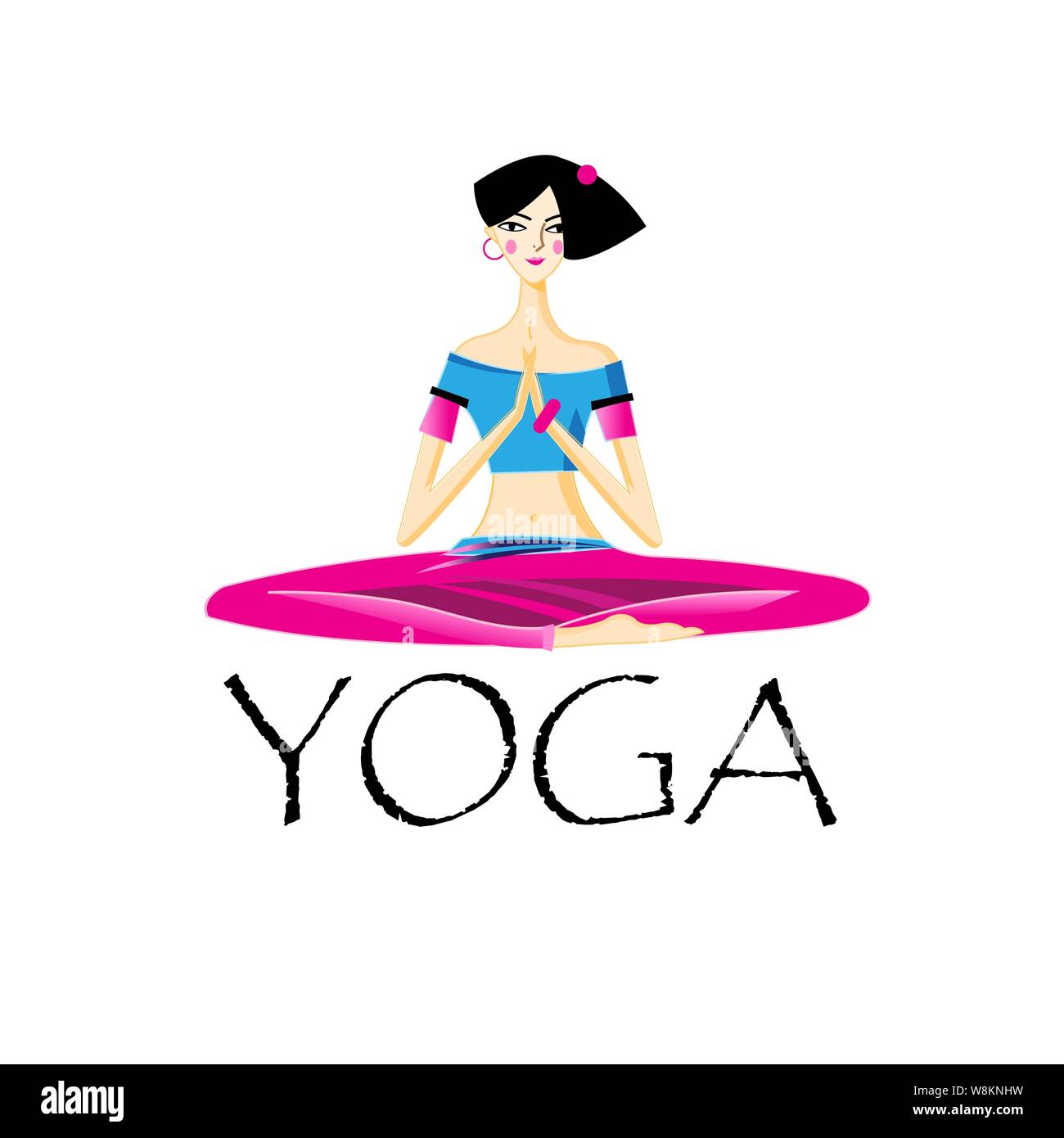 Vector illustration of a beautiful yogi girl isolated on white ...