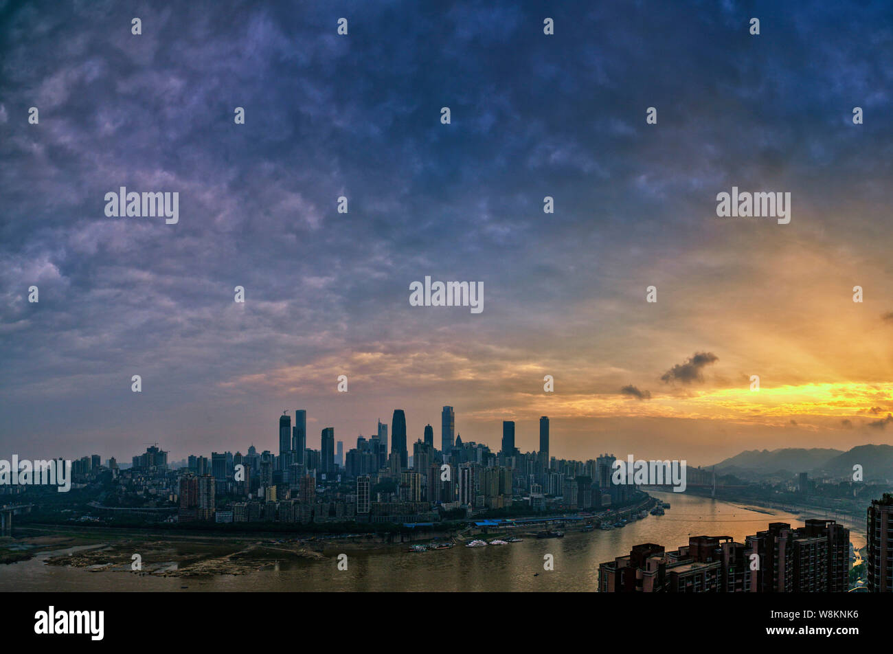 --FILE--Skyline of Yuzhong Peninsula with the Chongqing World Financial ...
