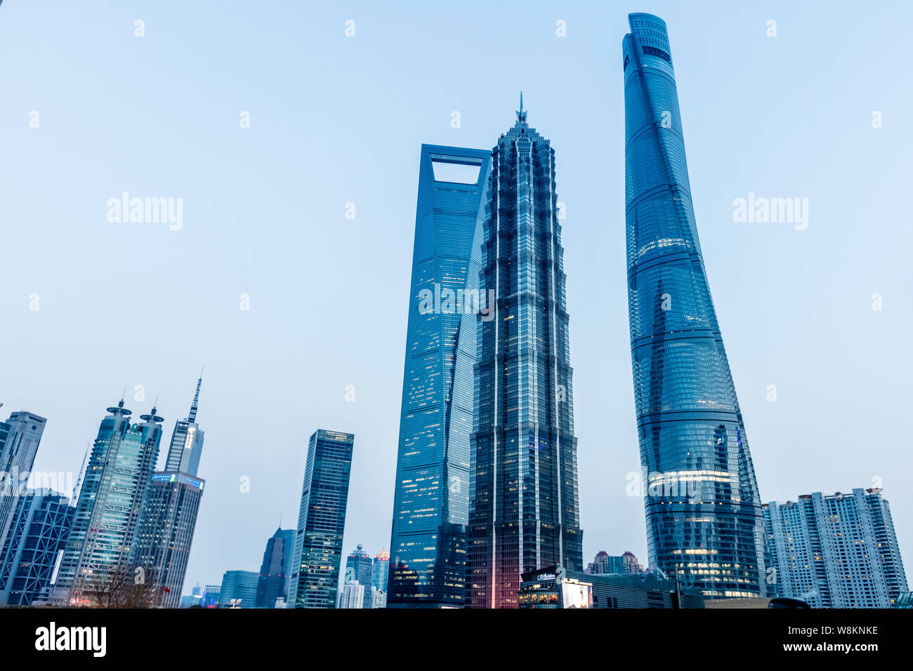--FILE--View of the Lujiazui Financial District with the Shanghai Tower ...