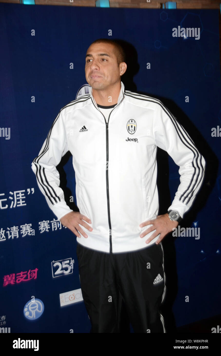 French football star David Trezeguet attends a press conference for a ...