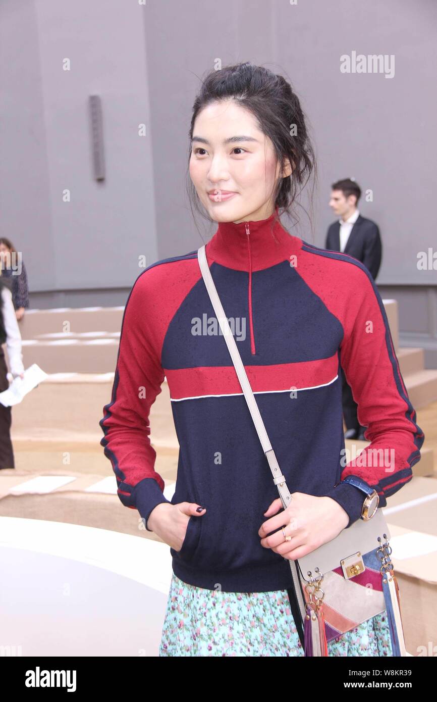 Chinese model Bonnie Chen Bige arrives for the fashion show of Chloe ...