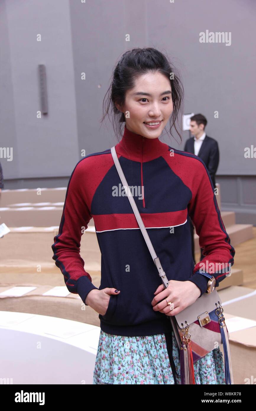 Chinese model Bonnie Chen Bige arrives for the fashion show of Chloe ...
