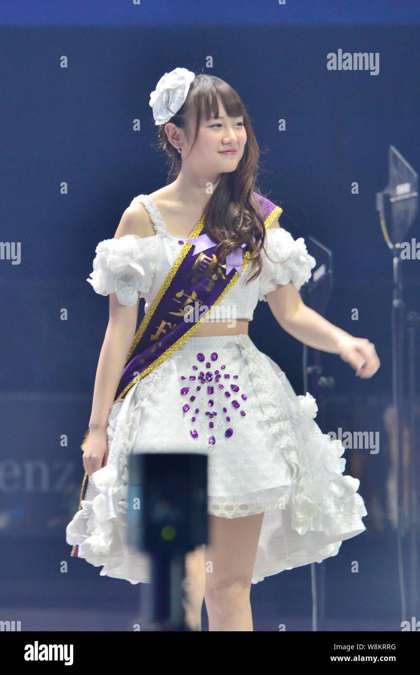 --FILE--Tang anqi of Chinese idol girl group SNH48 attends a concert ...